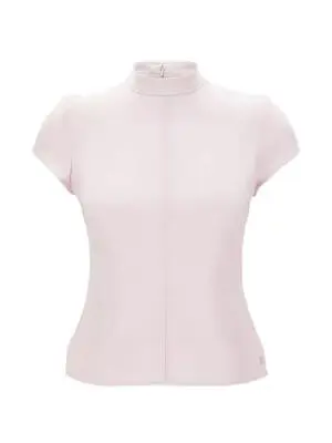 COURREGES Embroidered-detail Turtleneck Top - Pink