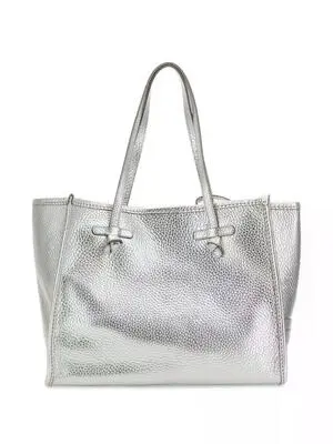 MARCELLA CLUB Grained Leather Shoulder Bag - Silver