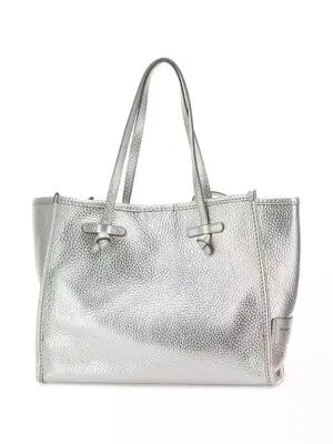 MARCELLA CLUB Grained Leather Shoulder Bag - Silver