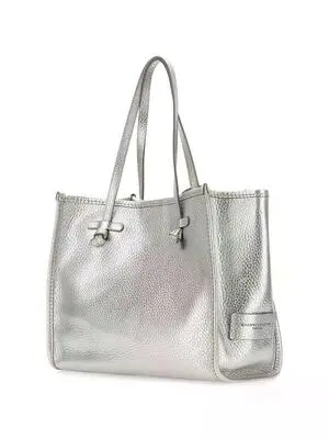MARCELLA CLUB Grained Leather Shoulder Bag - Silver
