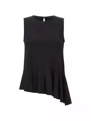 KAOS Ruffled-hem Sleeveless Blouse - Black