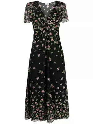 Valentino Garavani Floral-print Chiffon Midi Dress - Black