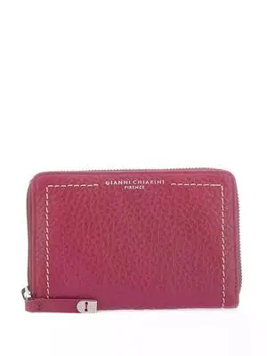 GIANNI CHIARINI Zip Stitching Leather Wallet - Pink
