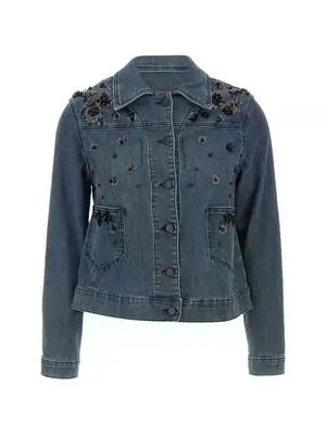 ELENA MIRO` Sequin-embellished Denim Jacket - Blue