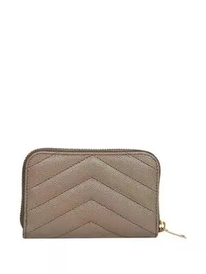 Saint Laurent Cassandre Chevron Quilted Logo Wallet - Brown