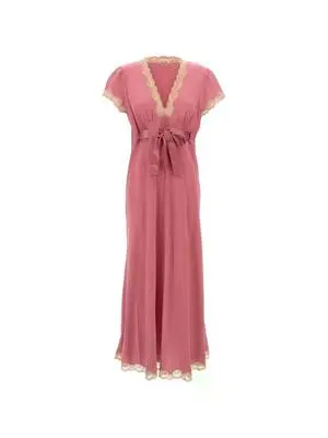 Rixo Marlice Bow Lace Trim Dress - Pink