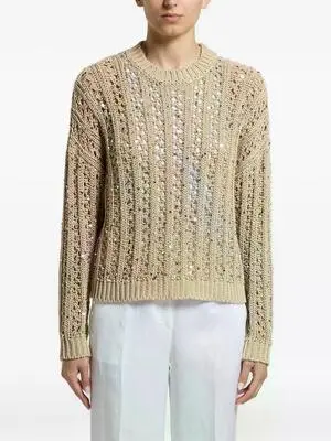 Peserico Sequin-embellishment Round-neck Sweater - Neutrals