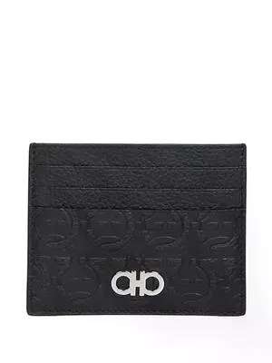 FERRAGAMO Gancini-detail Leather Card Holder - Black