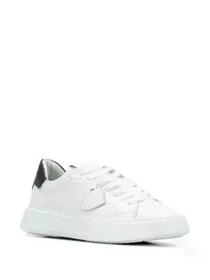 Philippe Model Temple Logo Patch Leather Sneakers