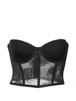 Fleur Du Mal Lace Bustier Top - Black