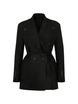 Masnada Double-breasted Belted Blazer - Black