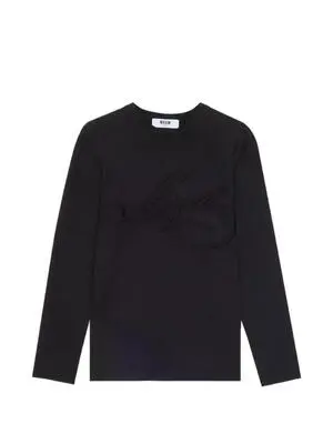 MSGM Embroidered-logo Long-sleeve T-shirt - Black