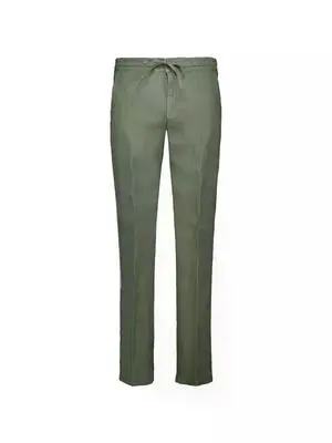120% Lino Drawstring Trousers - Green