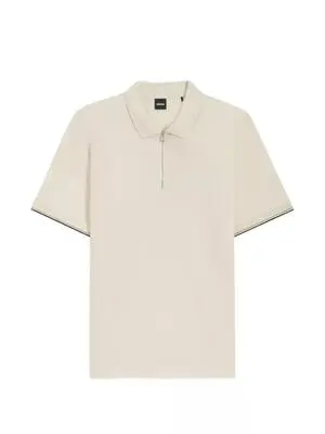 BOSS Cotton-piqué Polo Shirt With Zip Neck - Neutrals