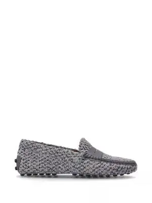 TOD'S Gommino Textured Loafers - Grey