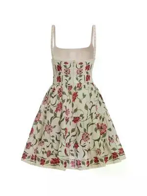 Agua Bendita Floral-print Mini Dress - Neutrals