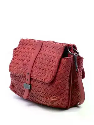 Bottega Veneta 2012-2026 Nappa Intrecciato Double Sided Flap Messenger Bag - Red