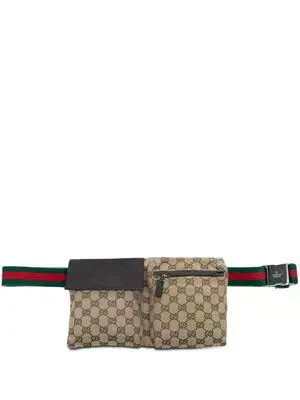 Gucci 2000-2015 Gg Canvas Web Double Pocket Belt Bag - Brown