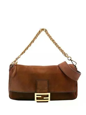 Fendi 2010-2025 Large Suede Chamois Baguette Satchel - Brown