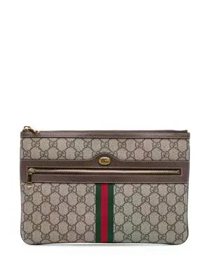Gucci 2016-2026 Gg Supreme Web Ophidia Clutch Bag - Brown