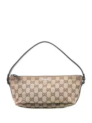 Gucci 2000-2015 Gg Canvas Web Boat Shoulder Bag - Brown