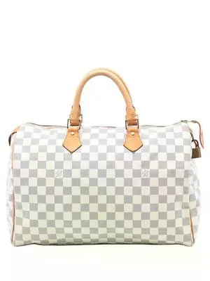 LOUIS VUITTON 2009 Damier Azur Speedy 35 Boston Bag - White