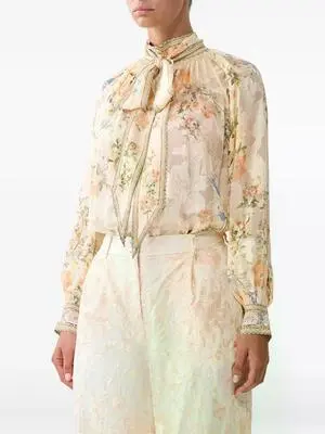 Camilla Floral Print Top - Neutrals