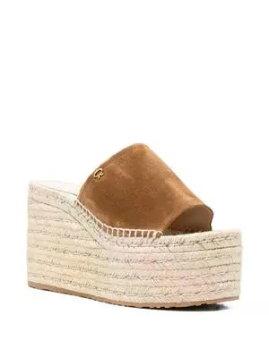 GIANVITO ROSSI Suede Espadrille Platform Mules - Brown