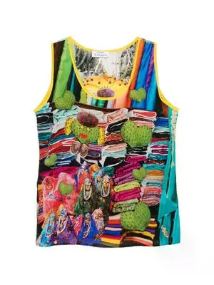 THE ARTISTYLIST Cactus Printed Tank Top - Blue