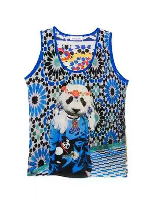 THE ARTISTYLIST Panda-printed Tank Top - Blue