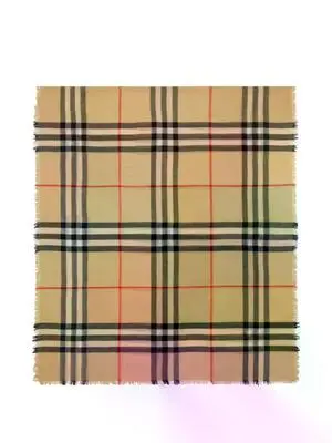 Burberry Check Wool Scarf - Neutrals