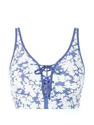 Michael Kors Floral-print Bikini Top - Blue