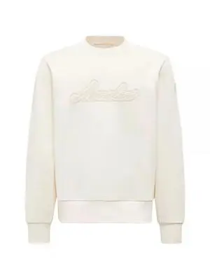Moncler Cursive Logo Cotton Sweatshirt - Neutrals