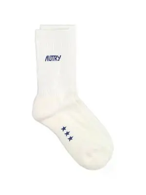 AUTRY Ribbed Logo Socks - White