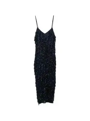 Stella McCartney Fringe V-neck Dress - Black