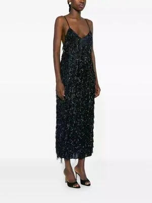 Stella McCartney Fringe V-neck Dress - Black