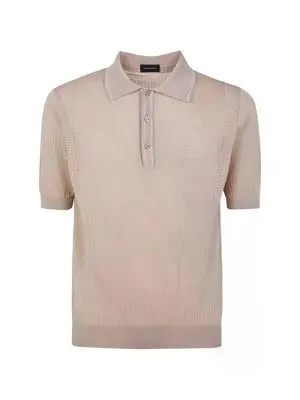 Tagliatore Buttoned Knitted Polo Shirt - Neutrals