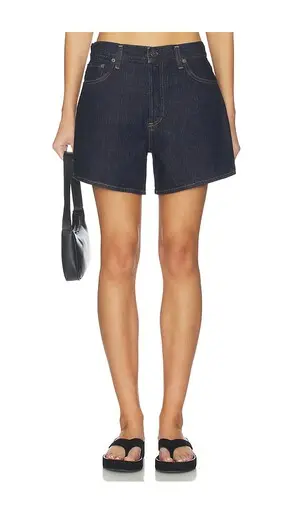AGOLDE Leith Oversized Denim Shorts - Navy