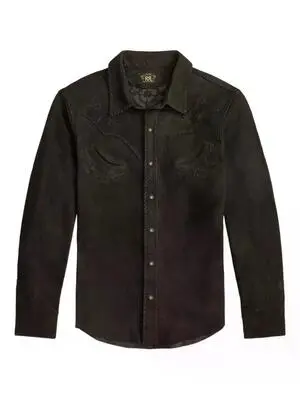 Ralph Lauren Embroidered Suede Shirt - Brown