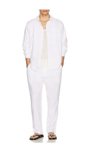 VINTAGE SUMMER Long Sleeve Linen Button Down Shirt In . Also