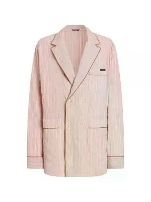 Dolce & Gabbana Crinkled Striped Fabric Shirt-style Vanity Robe - Pink
