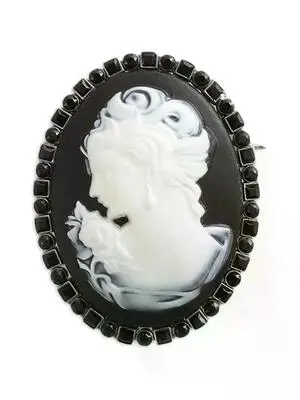 Dolce & Gabbana Oval Cameo Brooch - Black