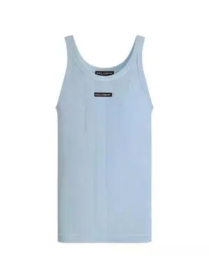 Dolce & Gabbana Cotton Tank Top With Print - Blue
