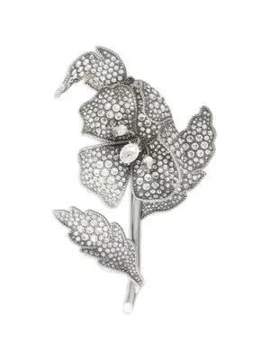 Dolce & Gabbana Flower Brooch With Rhinestones - Silver