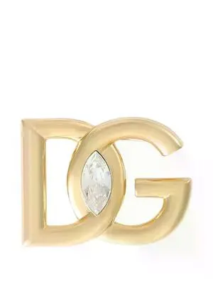 Dolce & Gabbana Rhinestone Logo Brooch - Gold