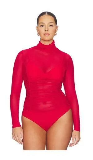 AFRM Nixie Bodysuit With Turtleneck And Ruched Detailing