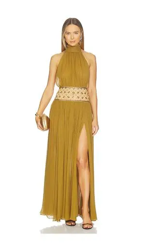 Retrofete Embellished Halterneck Maxi Dress - Green
