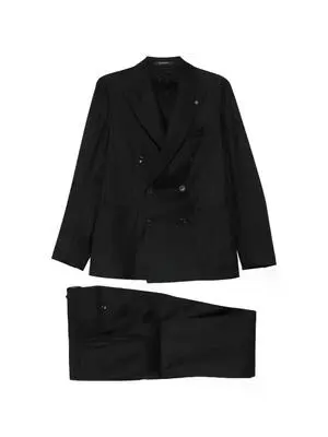 Tagliatore Peak-lapel Double-breasted Suit - Black