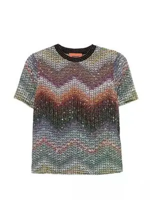 Missoni Chevron Embellished T-shirt - Orange