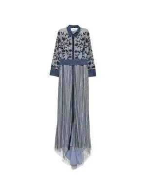 Rosa Clara Floral-embellished Maxi Dress - Grey